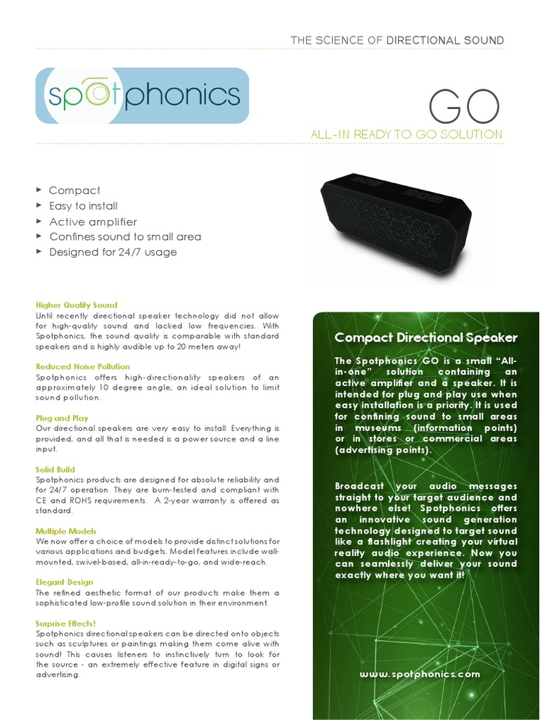 Spotphonics GO Brochure | PDF | Loudspeaker | Sound