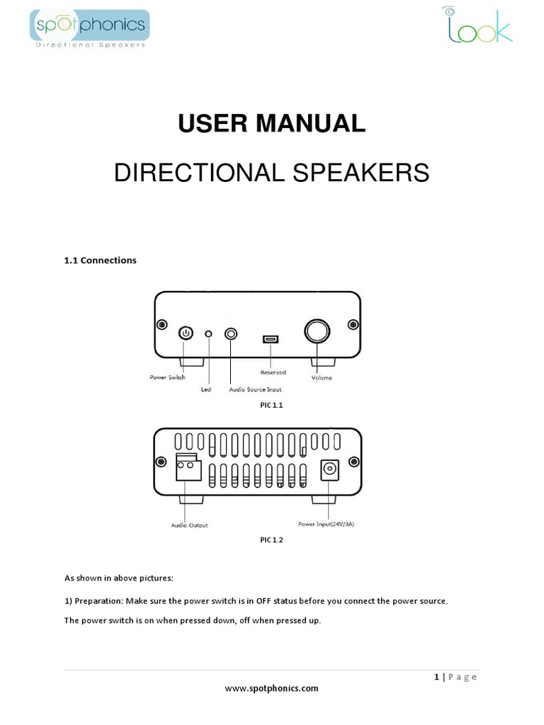Directional Speakers User Manual | PDF | Amplifier | Loudspeaker