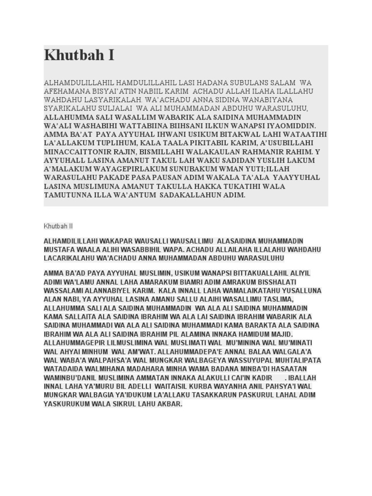 Hutba Pertama Dan Kedua | PDF