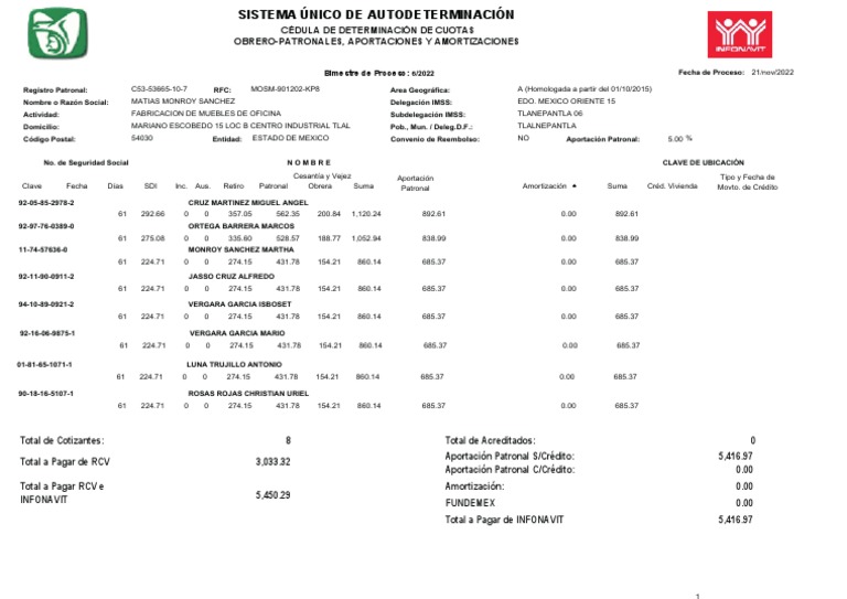 Formato Para Pago De Cuotas Obrero Patronales Aportaciones Y Amortizaciones