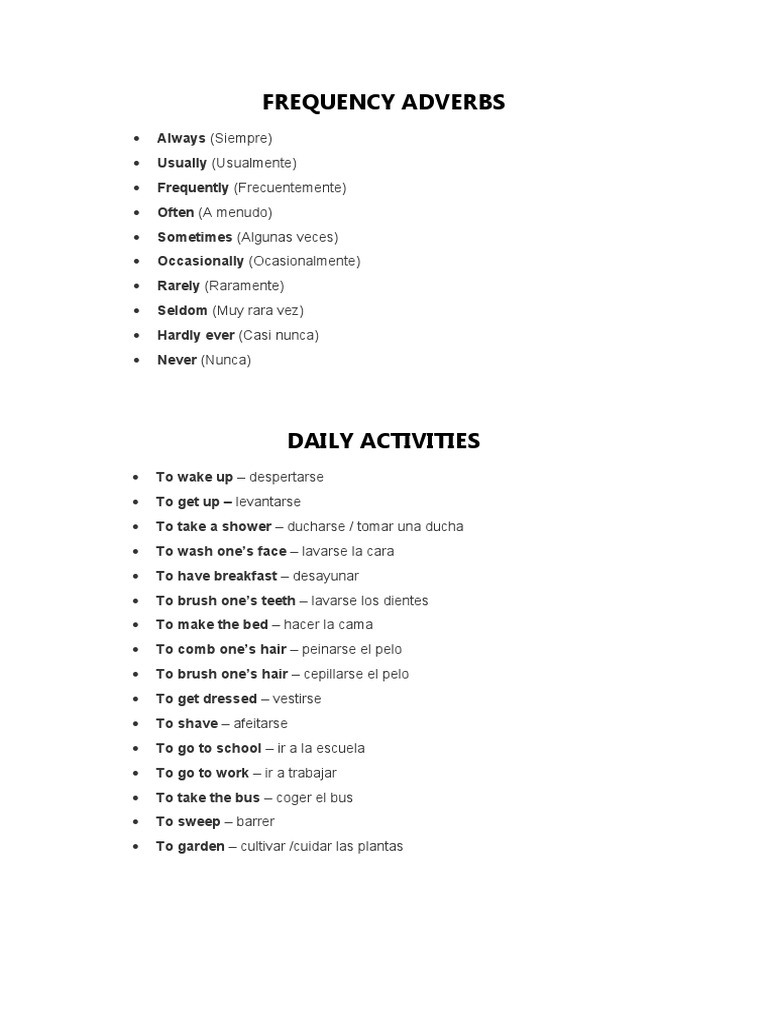 Adverbios de Frecuencia | PDF | Artes del Lenguaje y Comunicación