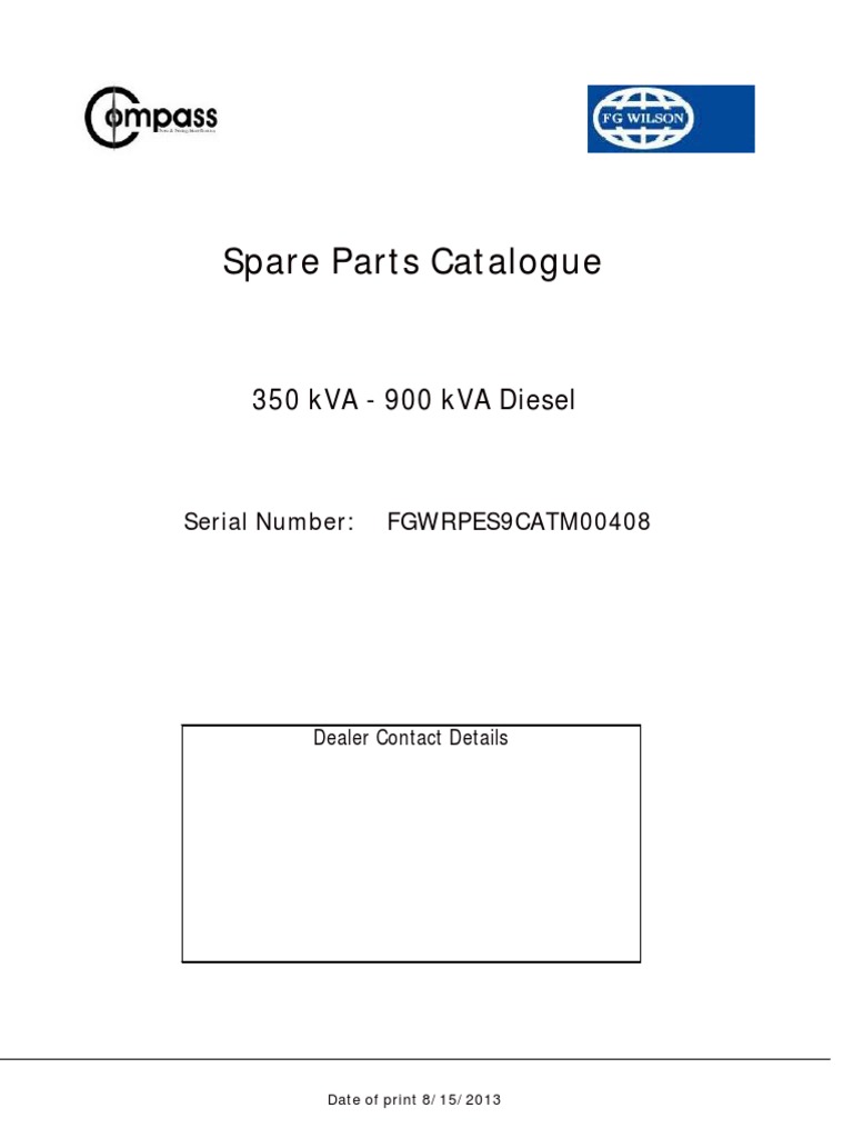 Compass - Serial Catalogue For 350 KVA - 900 KVA Diesel | PDF | Piston ...