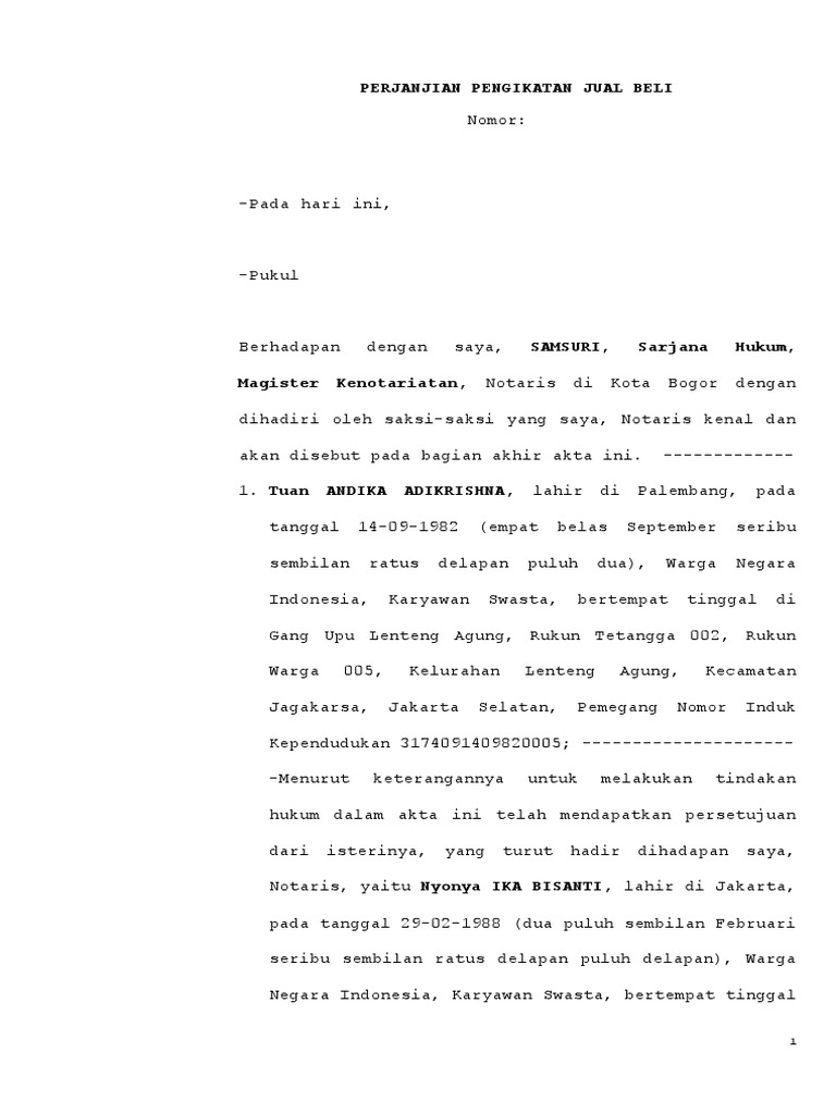 PPJB - Draft | PDF | Pengelolaan Keuangan & Uang | Griya & Taman