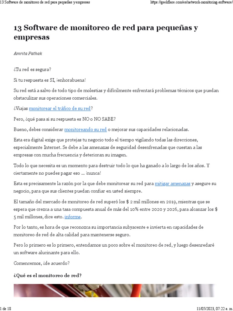 13 Programas de Monitoreo de Red para Pequeñas Empresas | PDF | Red de ...