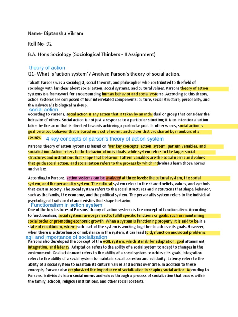 Parsons + Berger (Assignment) | PDF | Reality | Sociology