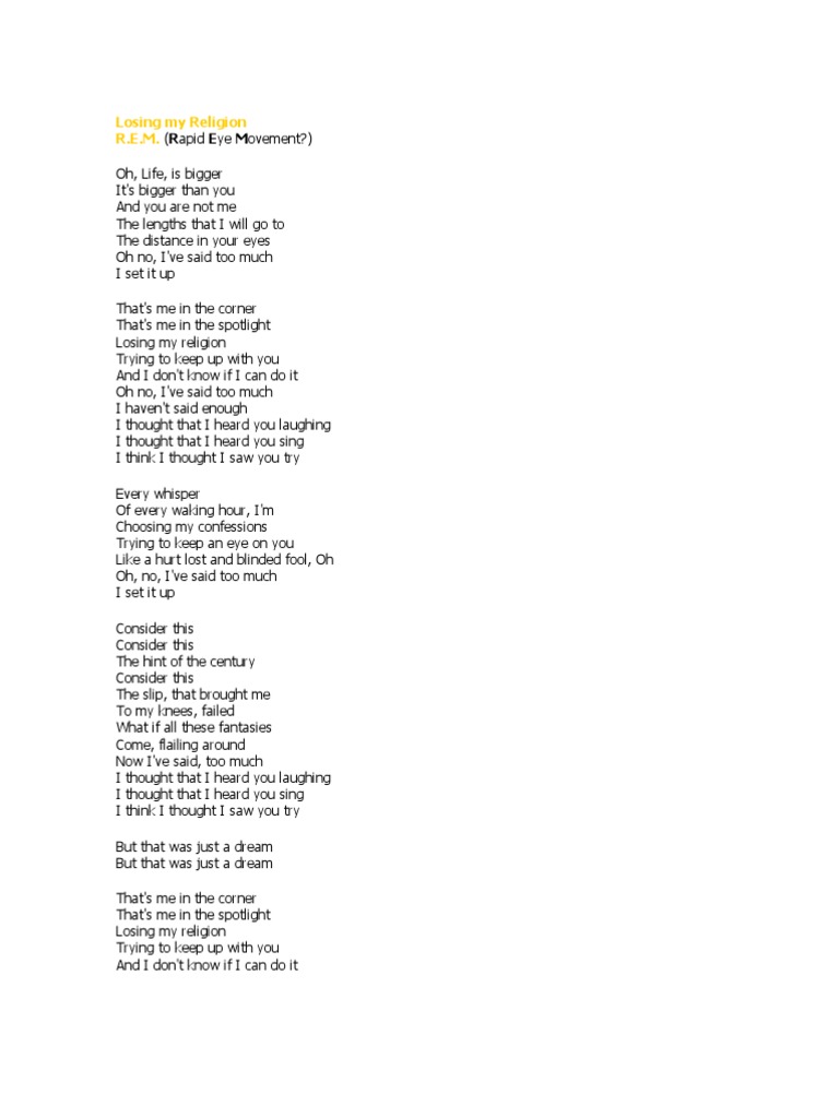 Losing My Religion | PDF | Música grabada | Canciones