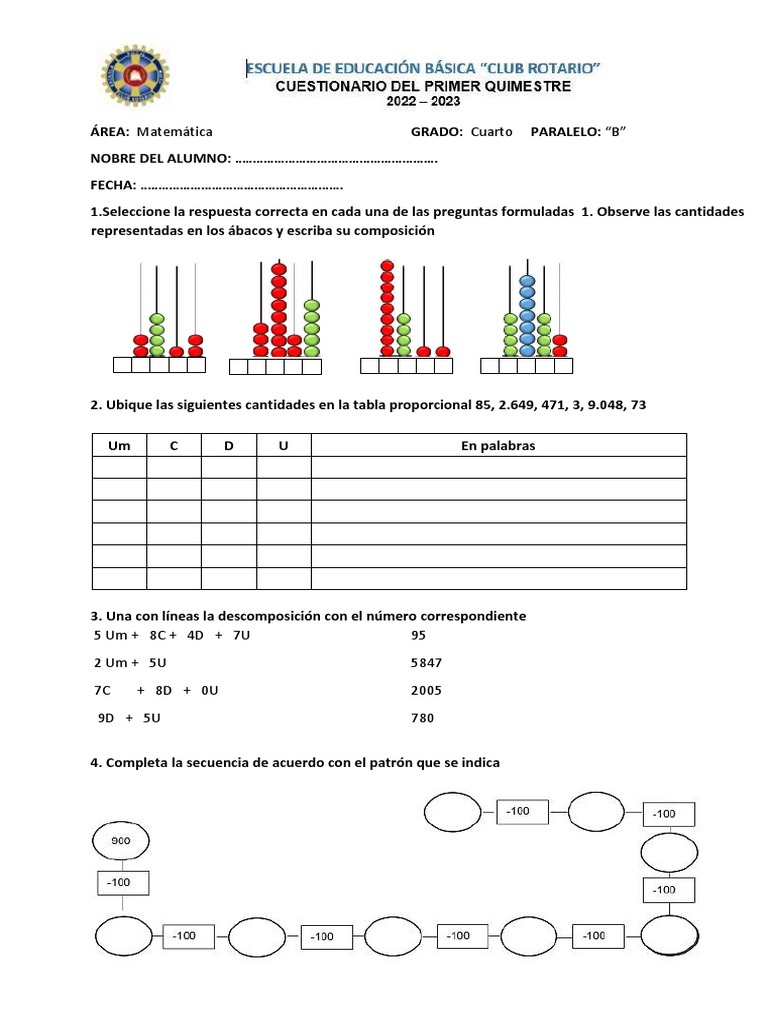 Evaluacion Matematicas | PDF