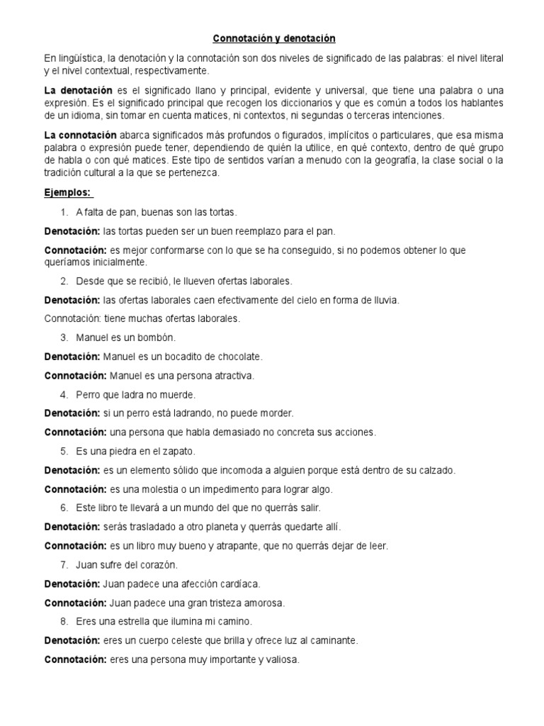 Connotación y denotación | PDF | Connotación | Metáfora