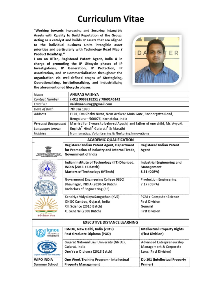 CV - IP Specialist 22.03.2023 | PDF | Intellectual Property | Patent