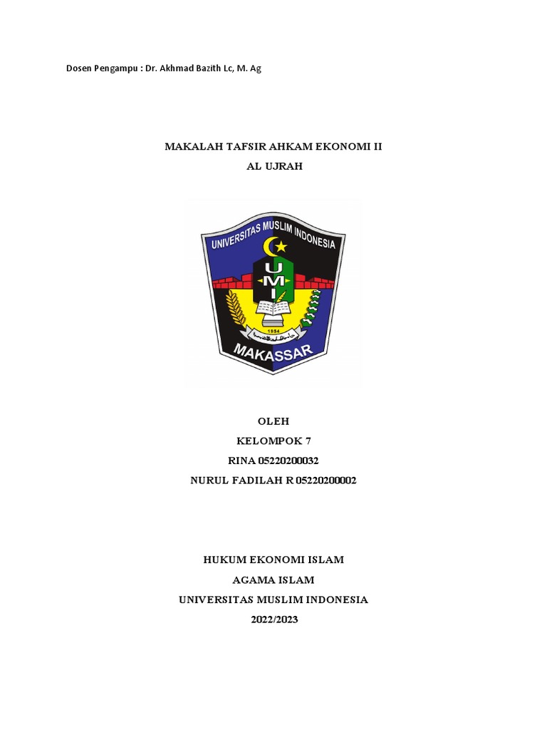 Definisi dan Hukum Al Ujrah dalam Islam | PDF