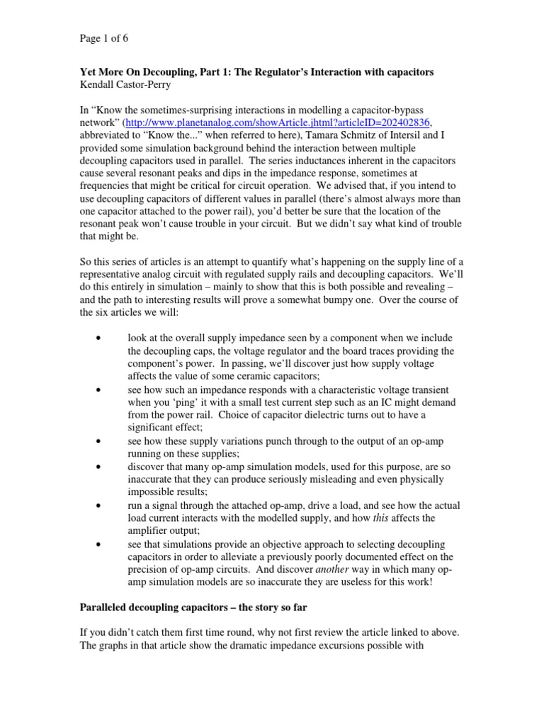 Decoupling Capacitors in Circuit Design | PDF | Capacitor | Operational ...