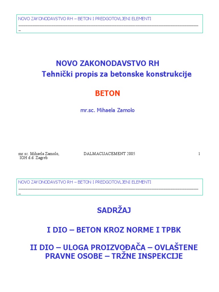 02 - TehniCki Propis Za Betonske Konstrukcije | PDF