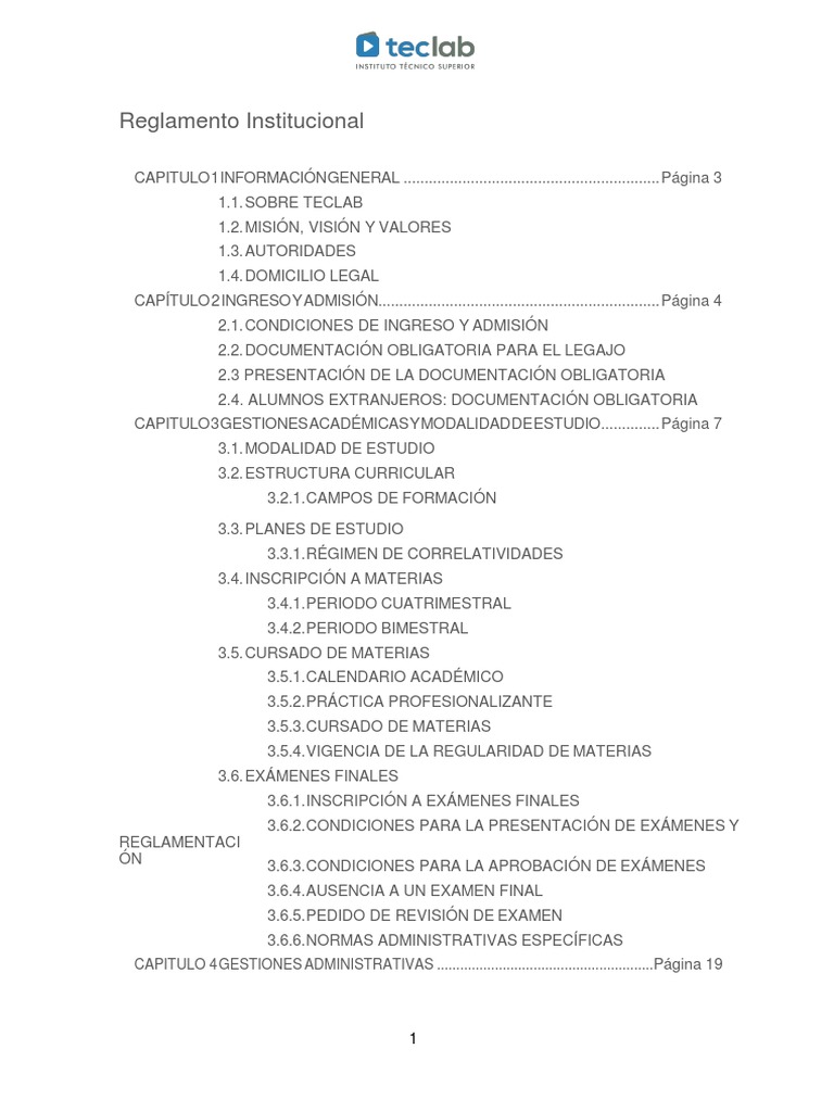 Reglamento Institucional | PDF | Plan de estudios | Evaluación