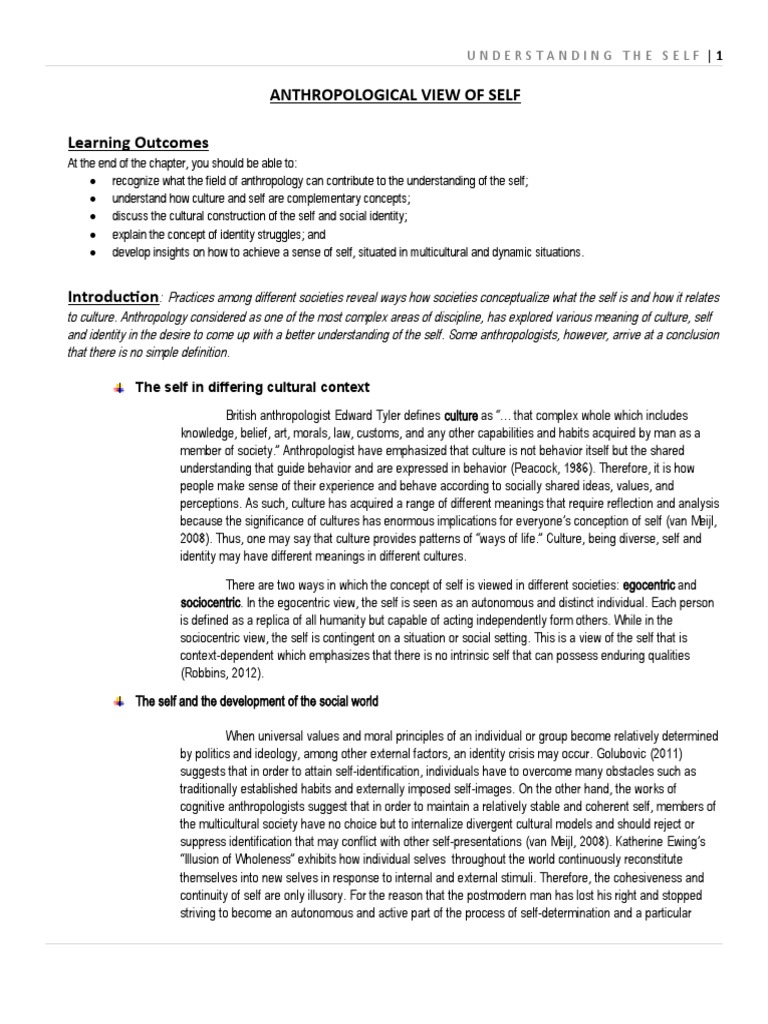 A.Anthropological View of Self | PDF | Identity (Social Science ...