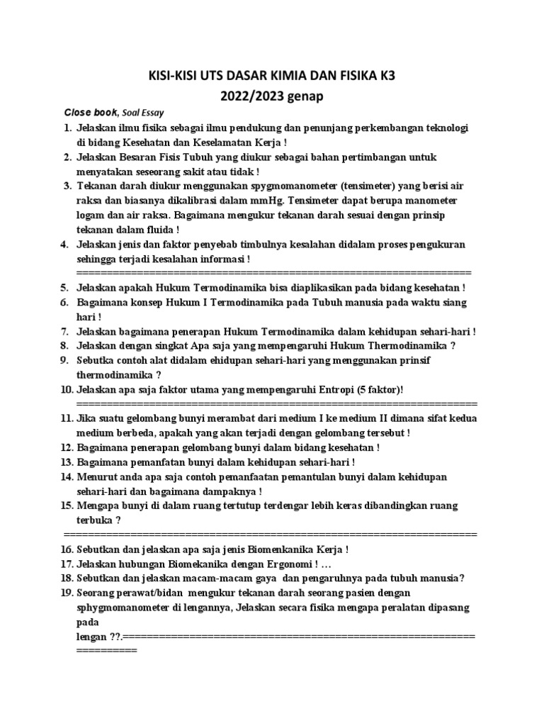 Kisi2 UTS D. Fisika & Kimia 2023 | PDF