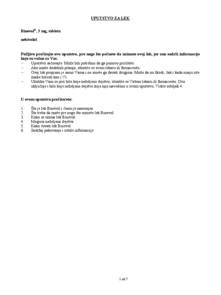 Uputstvo Za Lek | PDF