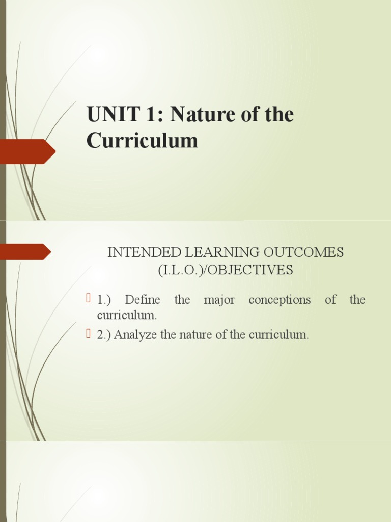 EDUC 323C UNIT 1 LESSONS A and B Definition Major Conceptions of Curriculum | PDF | Curriculum ...
