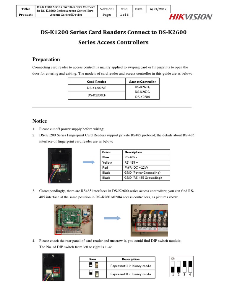 DS-K1200 - With - DS-K2600 DIP SITCH | PDF