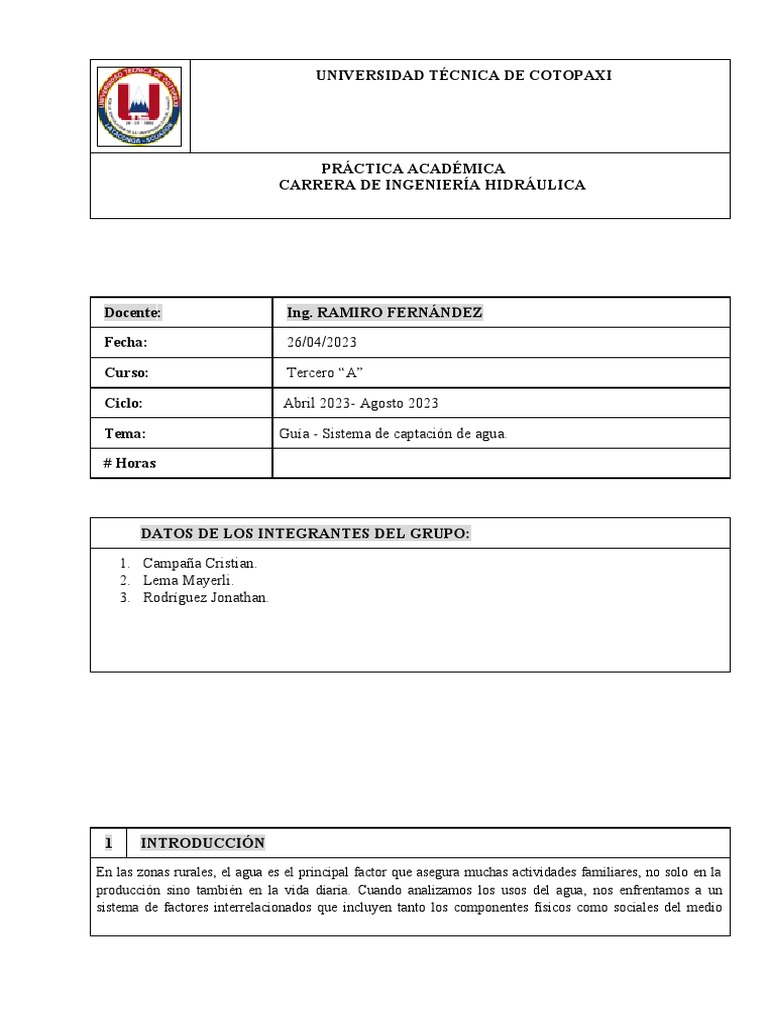 Captaciones de Agua Guia | PDF | Agua subterránea | Agua