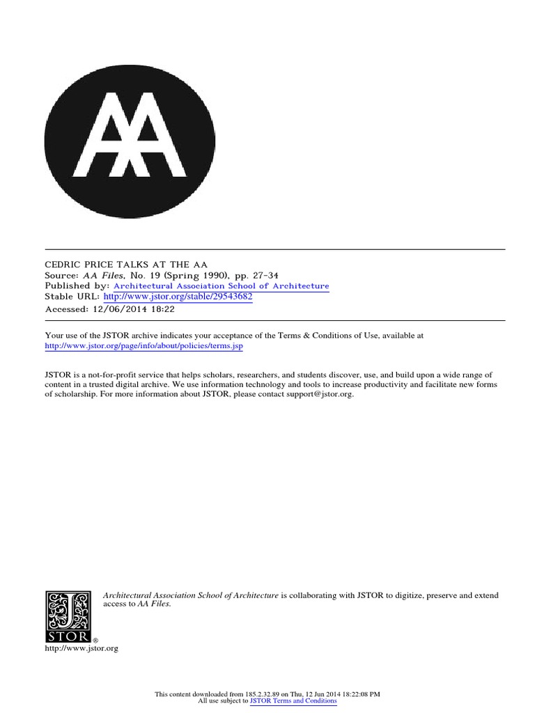(AA Files 1990-spr Iss. 19) - CEDRIC PRICE TALKS AT THE AA (1990) (10.2307 - 29543682) - Libgen ...