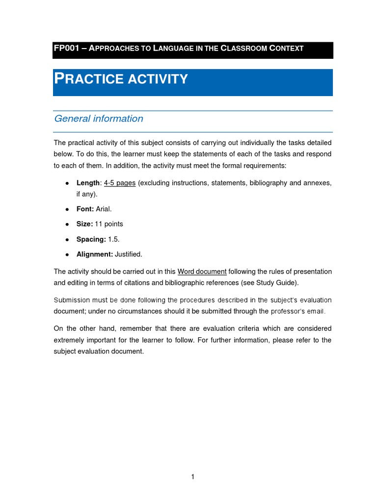 FP001 Practice Activity Overview | PDF