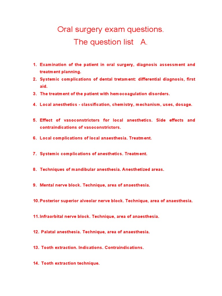 Oral Surgery-Exam Questions | PDF