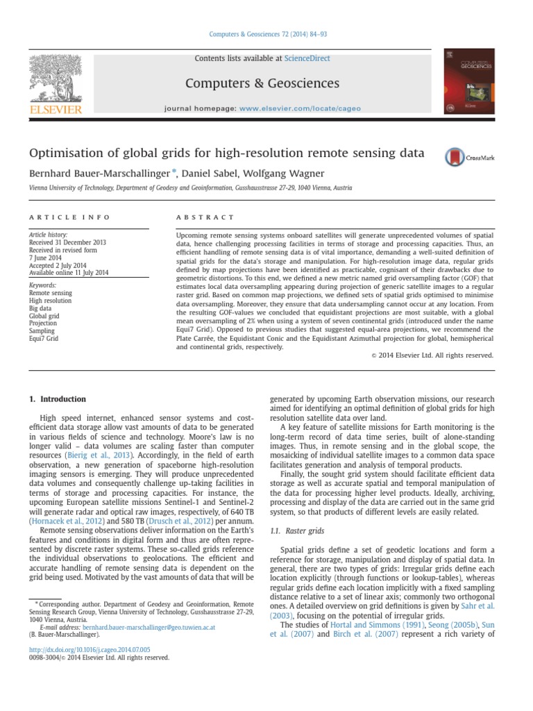 Optimisation of Global Grids For High-Resolution Remote Sensing Data | PDF | Geographical ...