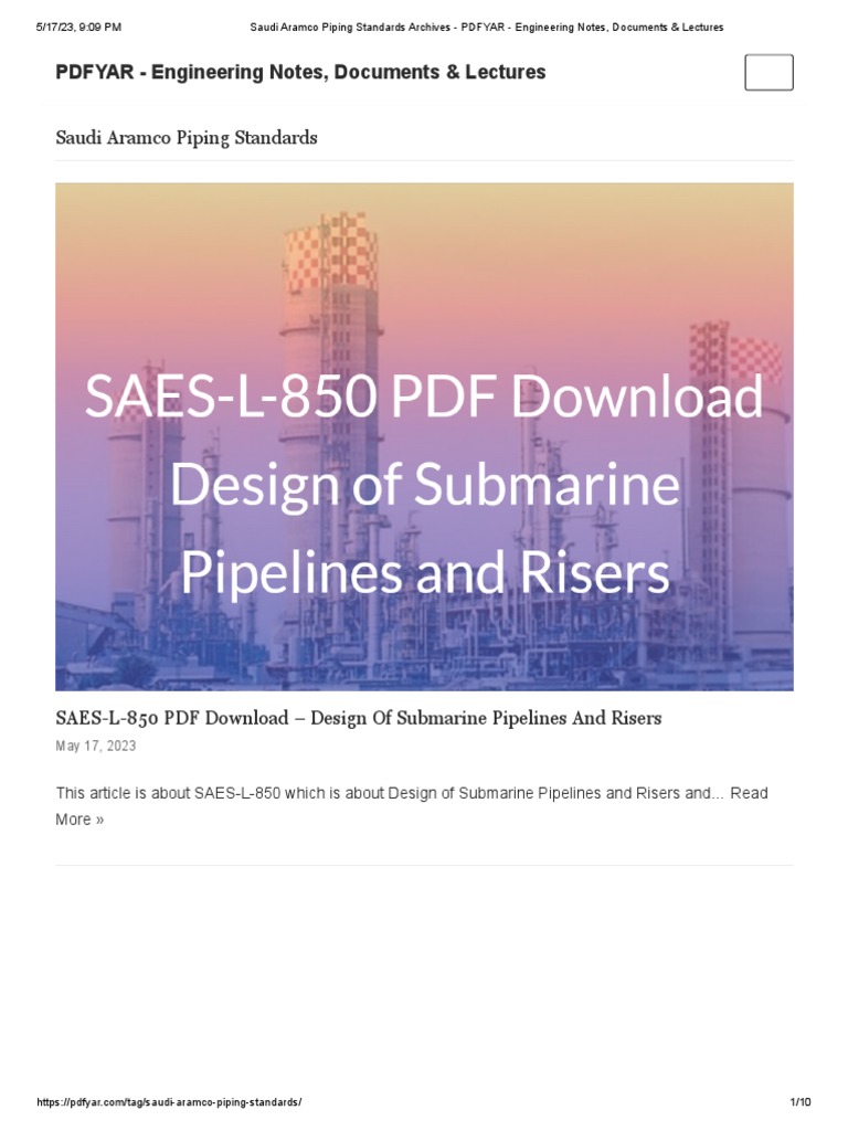 Aramco Document Saes-L - All Series | PDF | Pipe (Fluid Conveyance ...