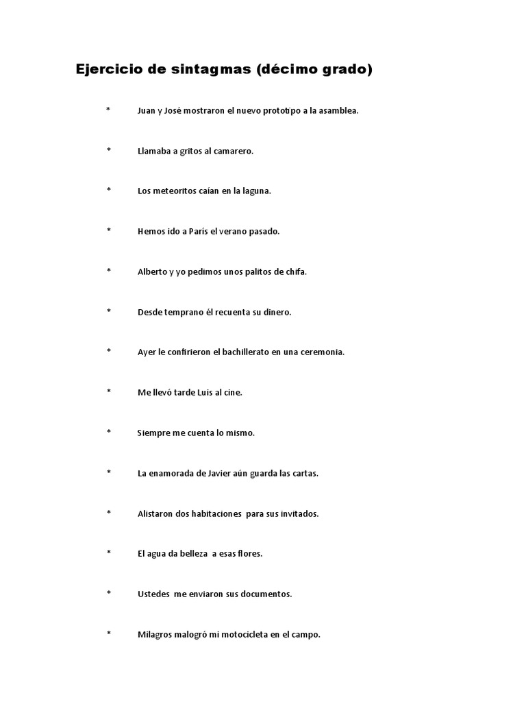 Ejercicio de Sintagmas | PDF