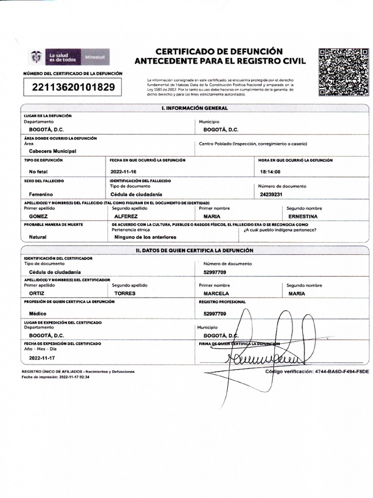 ACTA DE DEFUNCION | PDF