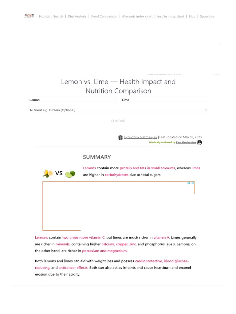 Lemon Vs Lime | PDF