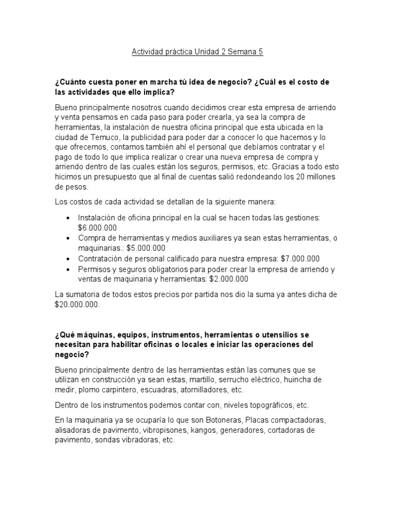 Actividad Práctica Unidad 2 Semana 5 | PDF
