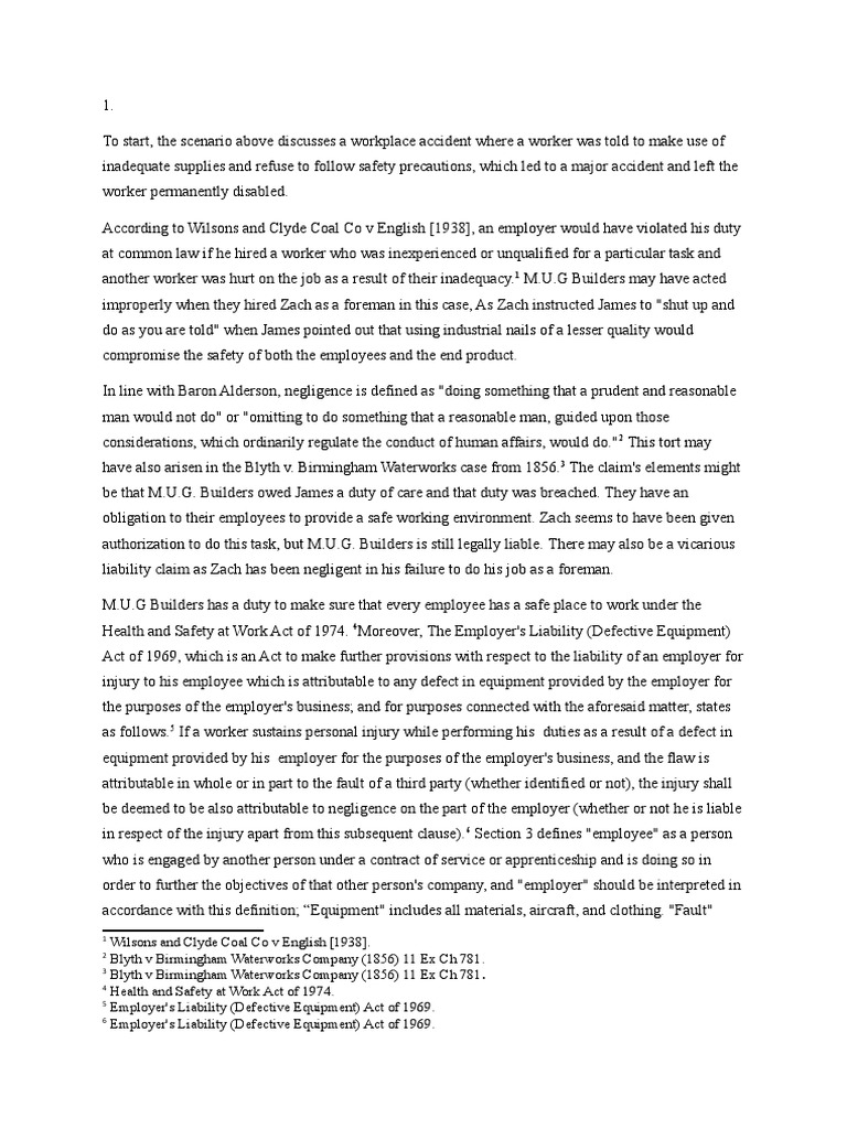 Workplace Safety and Employer Liability | PDF | Tort | Negligence