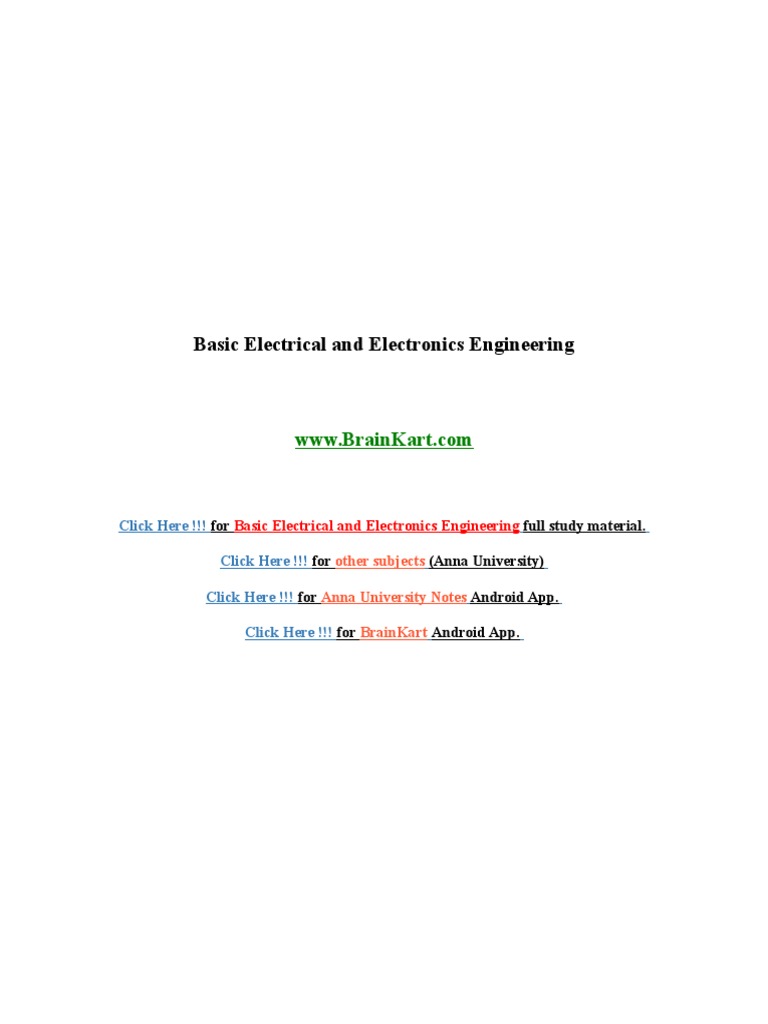 276 - Be8251 Basic Electrical and Electronics Engineering - 2 Marks ...