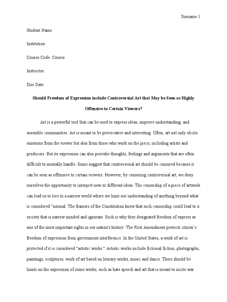 Argumentative Essay | PDF | Censorship | Freedom Of Speech