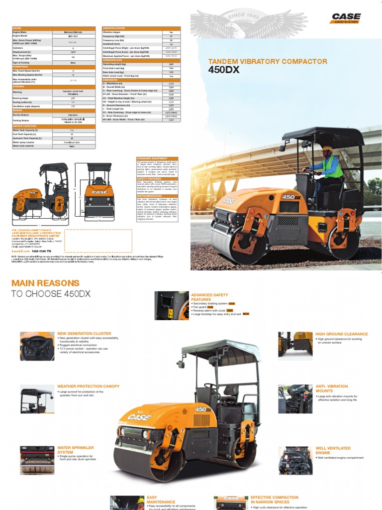 Double Drum Rollers 450dx Brochure India en | PDF | Horsepower | Water