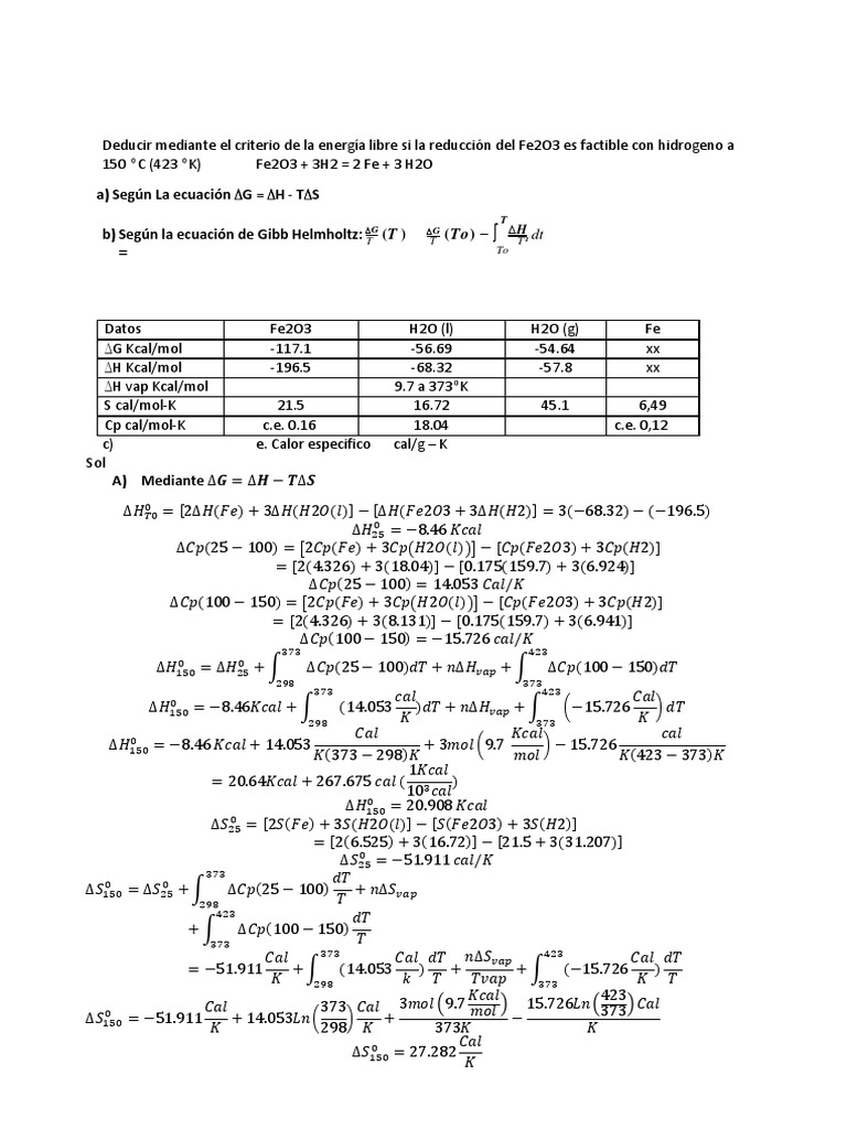 Tarea Energía Libre G | PDF