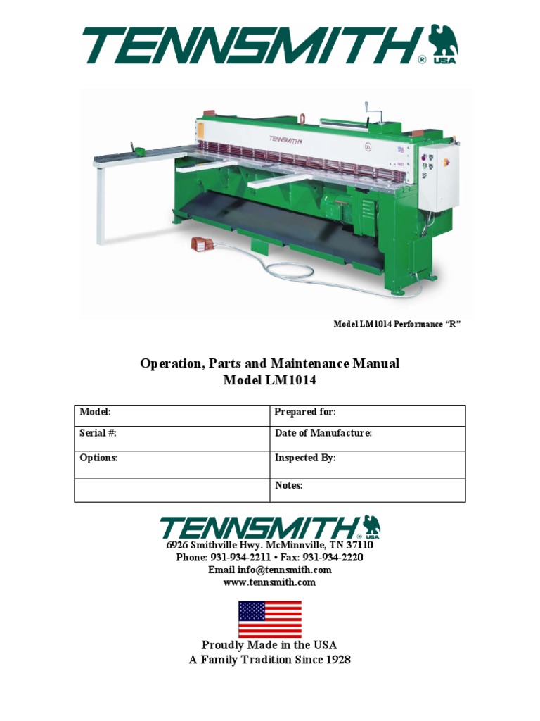 Tennsmith Model LM1014 Manual | PDF | Home & Garden | Computers