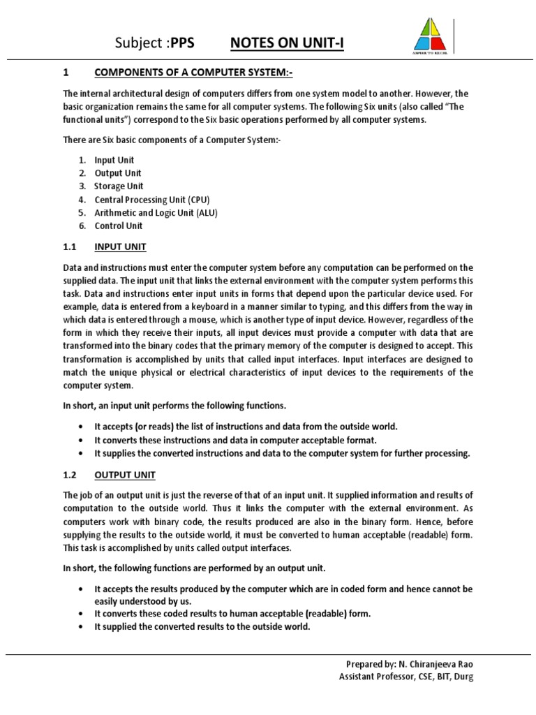 Unit-I Notes PPS | PDF | Central Processing Unit | Operating System Unit-I Notes PPS | PDF | Central Processing Unit | Operating System