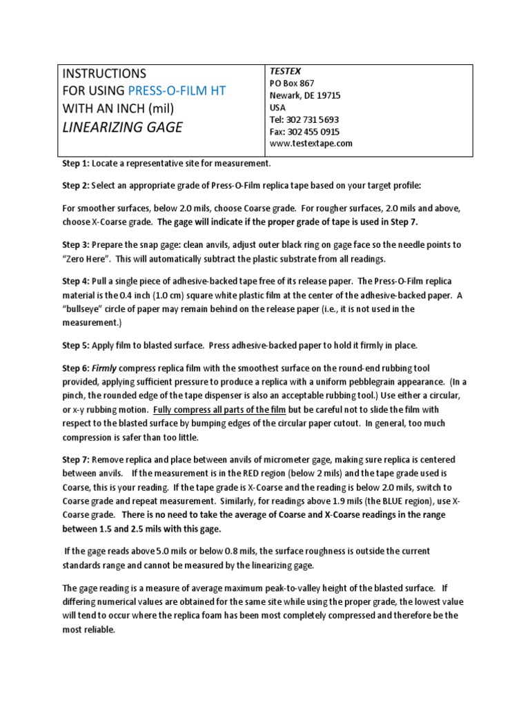Press-O-Film HT Usage Instructions | PDF | Technology & Engineering