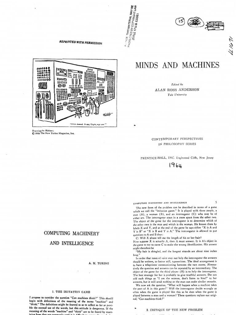 Turing - Minds and Machines | PDF | Error | Cognitive Science