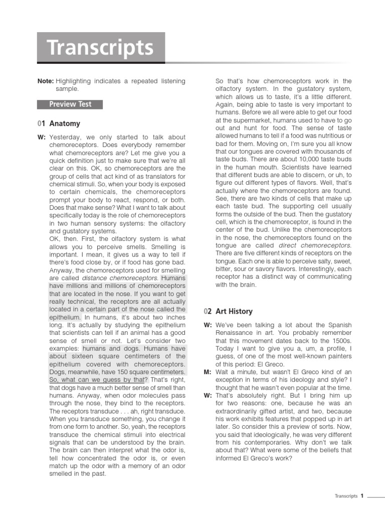 Developing Skills For The TOEFL iBT 2e Listening Transcripts | PDF