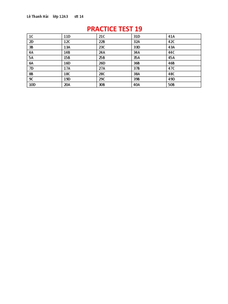 High School Test Answers | PDF