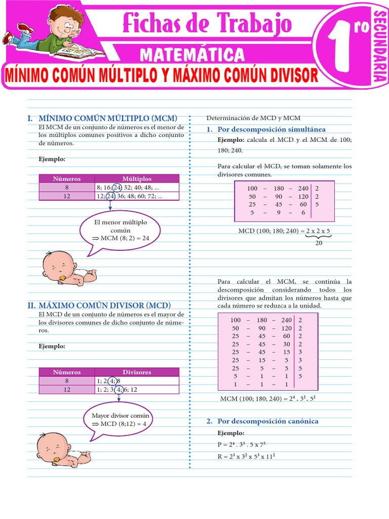 Minimo Comun Multiplo Y Maximo Comun Divisor Para Primer Grado De Secundaria Pdf
