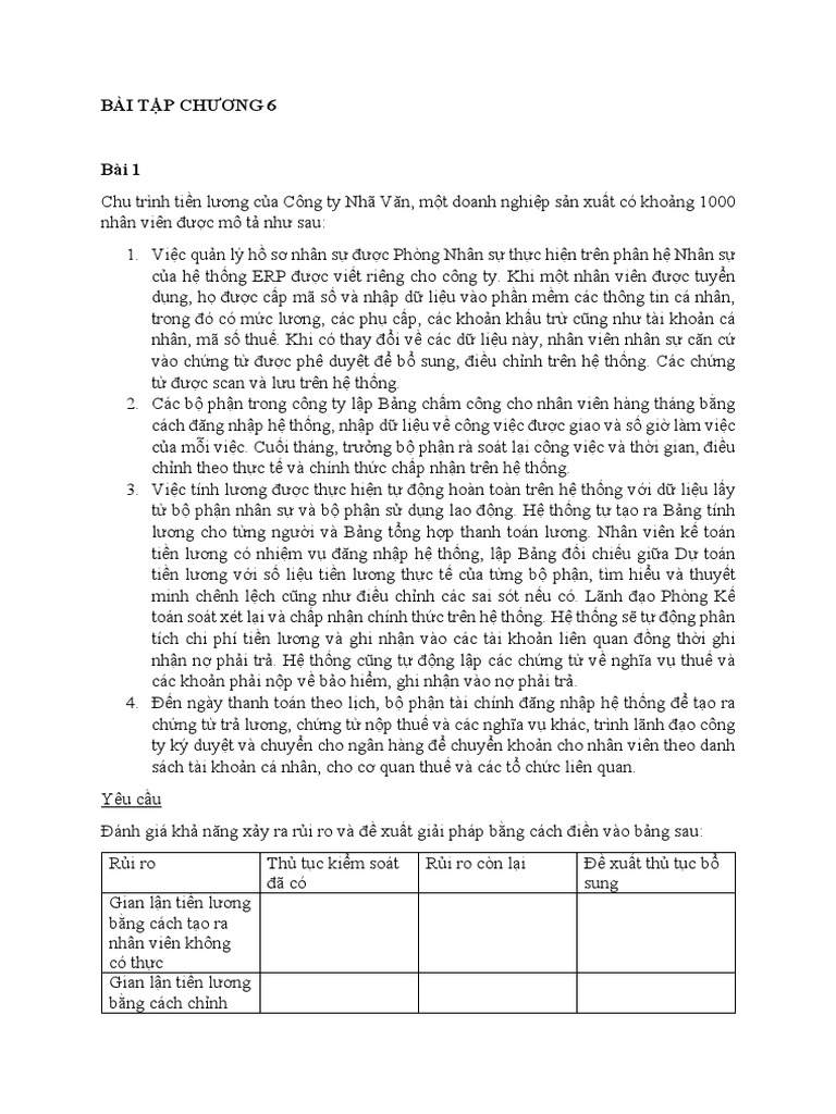 Bai Tap Chuong 6 | PDF