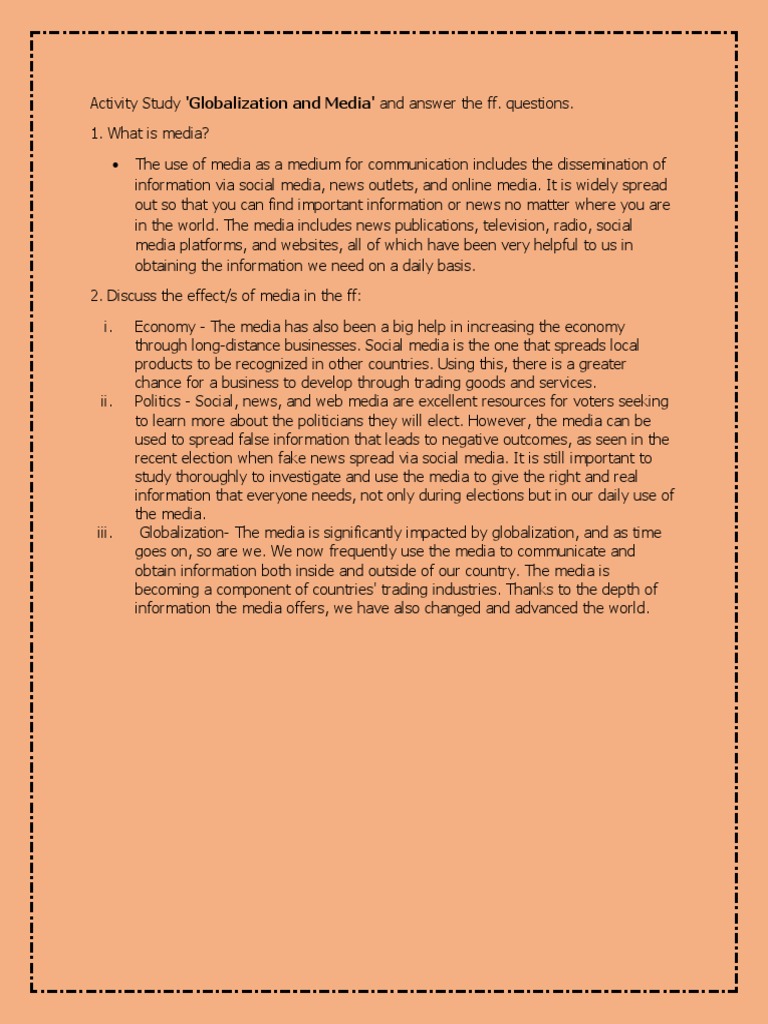 TCWD 'Globalization and Media' | PDF | Social Science