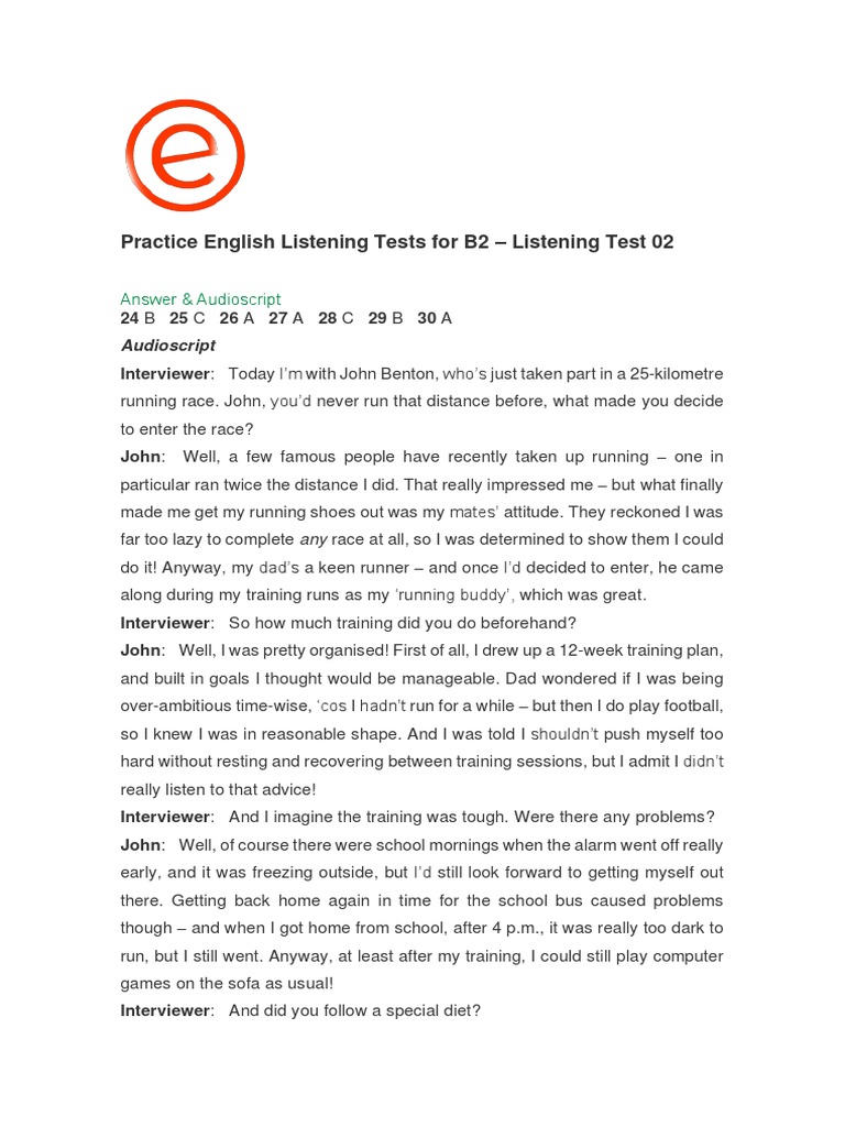 Listening Test Test 02-Transcription | PDF
