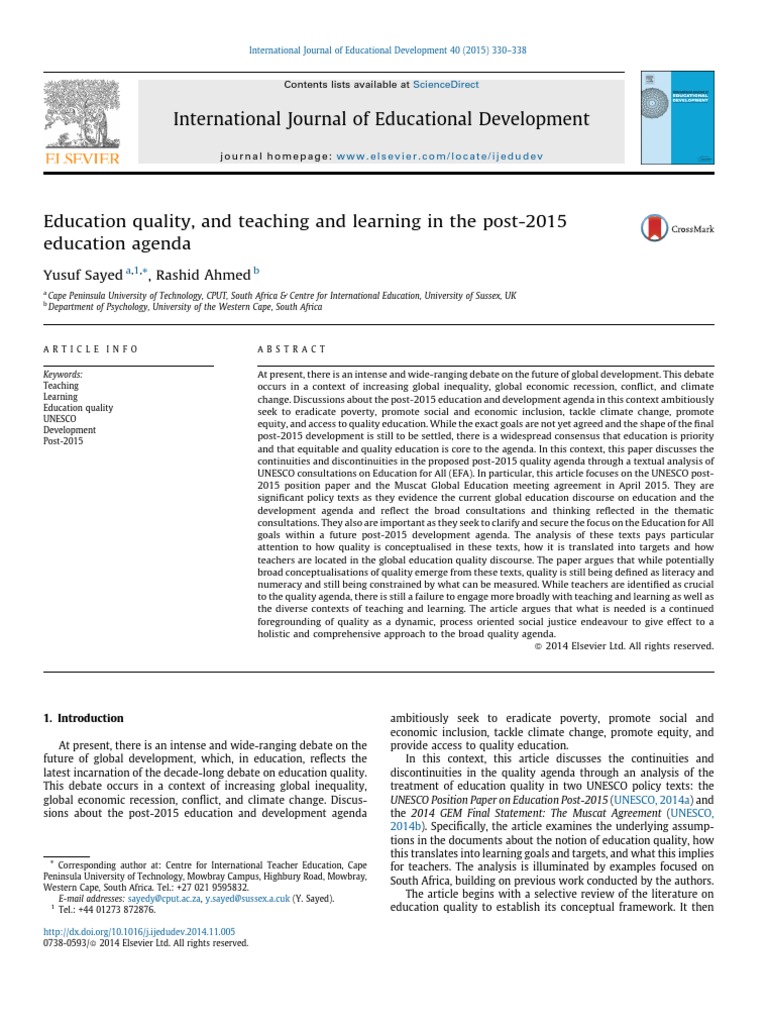 UNESCO. (2015) - EFA Global Monitoring Report 2015, Education For All | PDF UNESCO. (2015) - EFA Global Monitoring Report 2015, Education For All | PDF