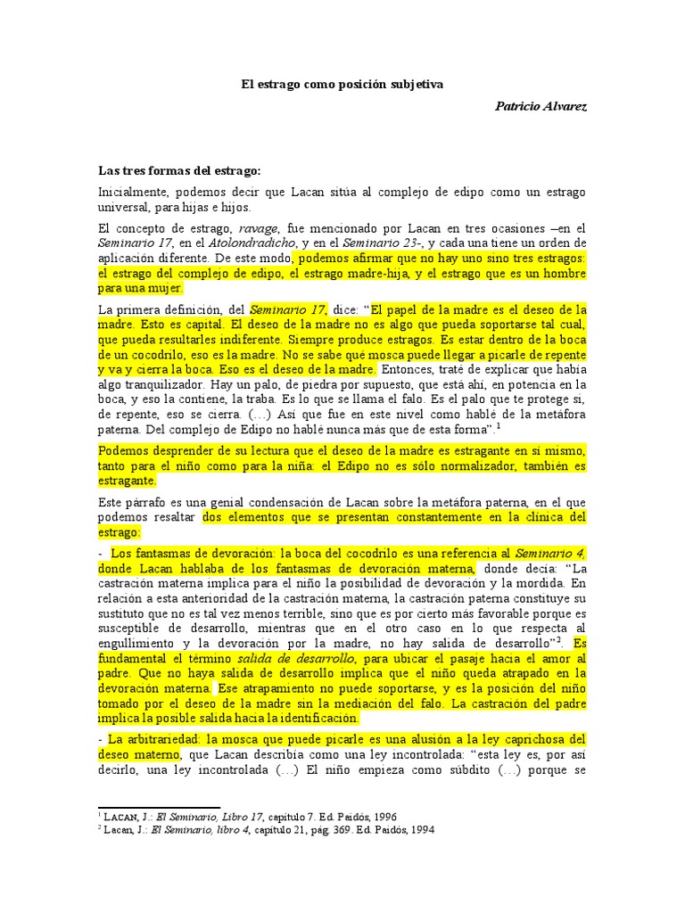 P. Alvarez - Estrago Como Posición Subjetiva | PDF
