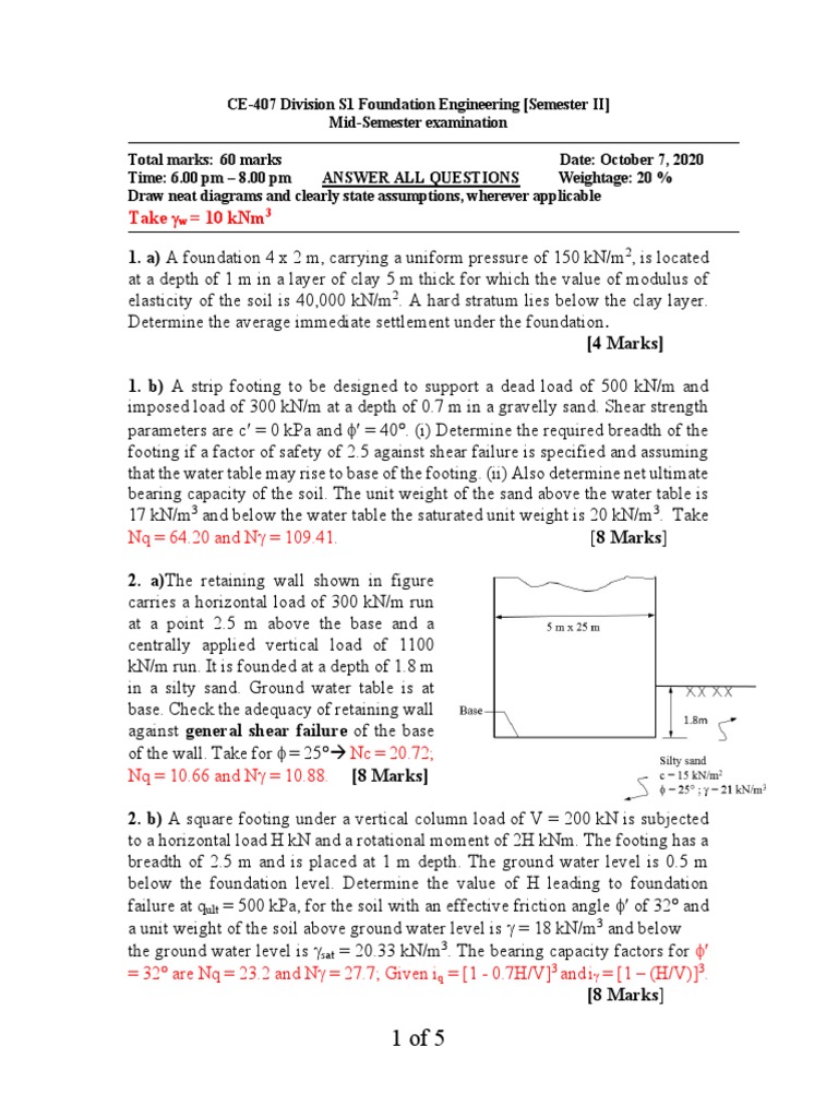 CE407 - Updated Midsem Solutions | PDF
